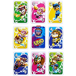 Mattel Games UNO Junior Paw Patrol: The Mighty Movie Kids Card Game for Family Night Featuring 3 Levels of Play