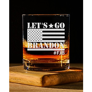 CARVELITA Let's Go Brandon 11oz Laser Engraved Christmas Whiskey Glass, FJB Old Fashion Rocks Glass, Gift For Republican or Conservative, Lets Go Brandon, Patriot Gifts