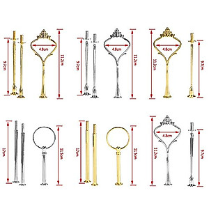 (Pack of 3) Multi-tiers Cake Cupcake Tray Stand Handle Fruit Plate Hardware Fitting Holder(3-tiers Crown-Silver)