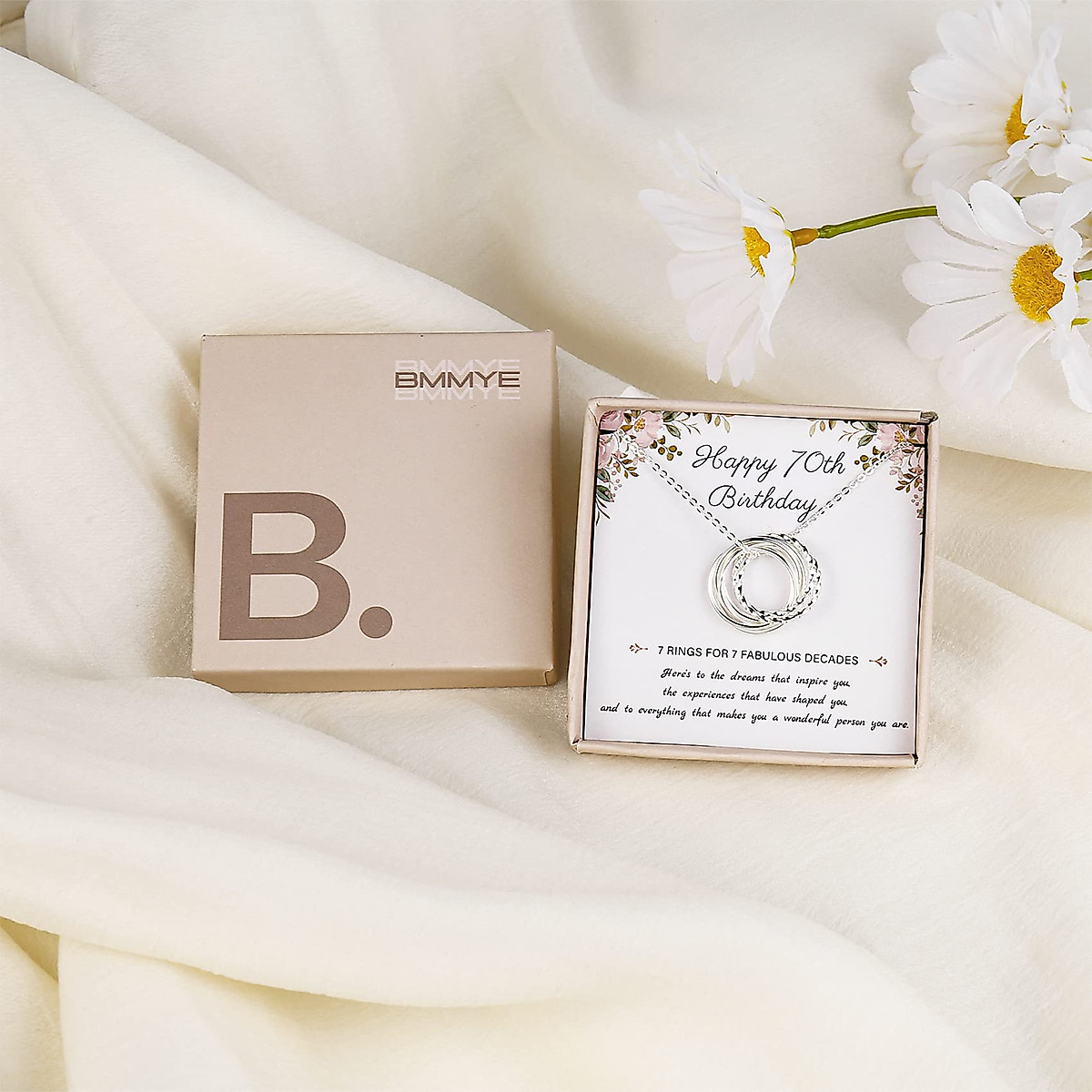 BMMYE 50th Birthday Gifts for Women, Gold Silver Necklace Circle Pendant Mothers Day Jewelry 50 Year Old Birthday Gifts Ideas for Mom Sister Friend