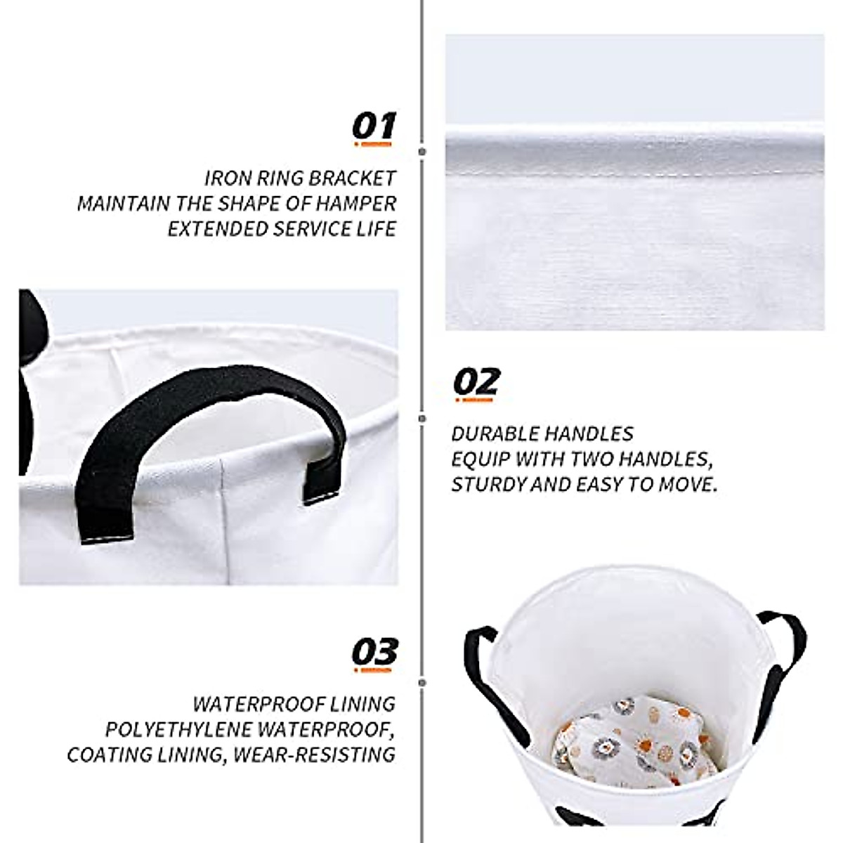 MHB Laundry Basket, Nursery Hamper, Canvas Foldable with Waterproof PE Coating, Large Storage Baskets for Kids Boy and Girl, Office, Bedroom, Clothes, Toys (Bear)