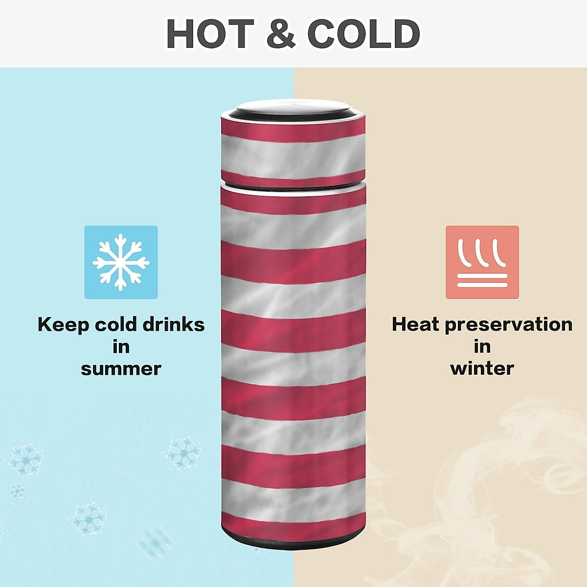 Sletend Water Bottle American Usa Flag Keeps Liquids Hot or Cold,BPA-Free Vacuum Insulated Stainless Steel Water Bottle for School Girls Boys 16oz