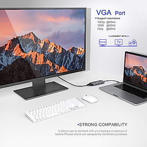 USB C Hub Multiport USB C Adapter for MacBook Pro 2021 2020,USB C Hub USB C to HDMI VGA SD TF Card Reader 3USB 3.0 and USB C Power Pass-Through Port