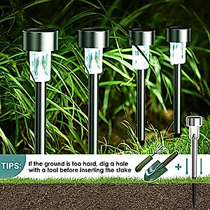 GIGALUMI 16 Pack Solar Path Lights Outdoor,Solar Lights Outdoor Waterproof,Stainless Steel LED Landscape Lighting,Solar Garden Lights for Driveway,Pathway,Patio,Yard