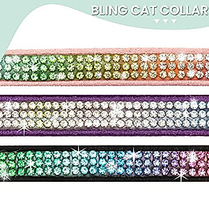 JVVGPET Breakaway Cat Collar with Bells - Rhinestone Bling Cute Cat Collars for Girl Boy Cats - Accessories for Pet Collars Adjustable for Cat Puppy