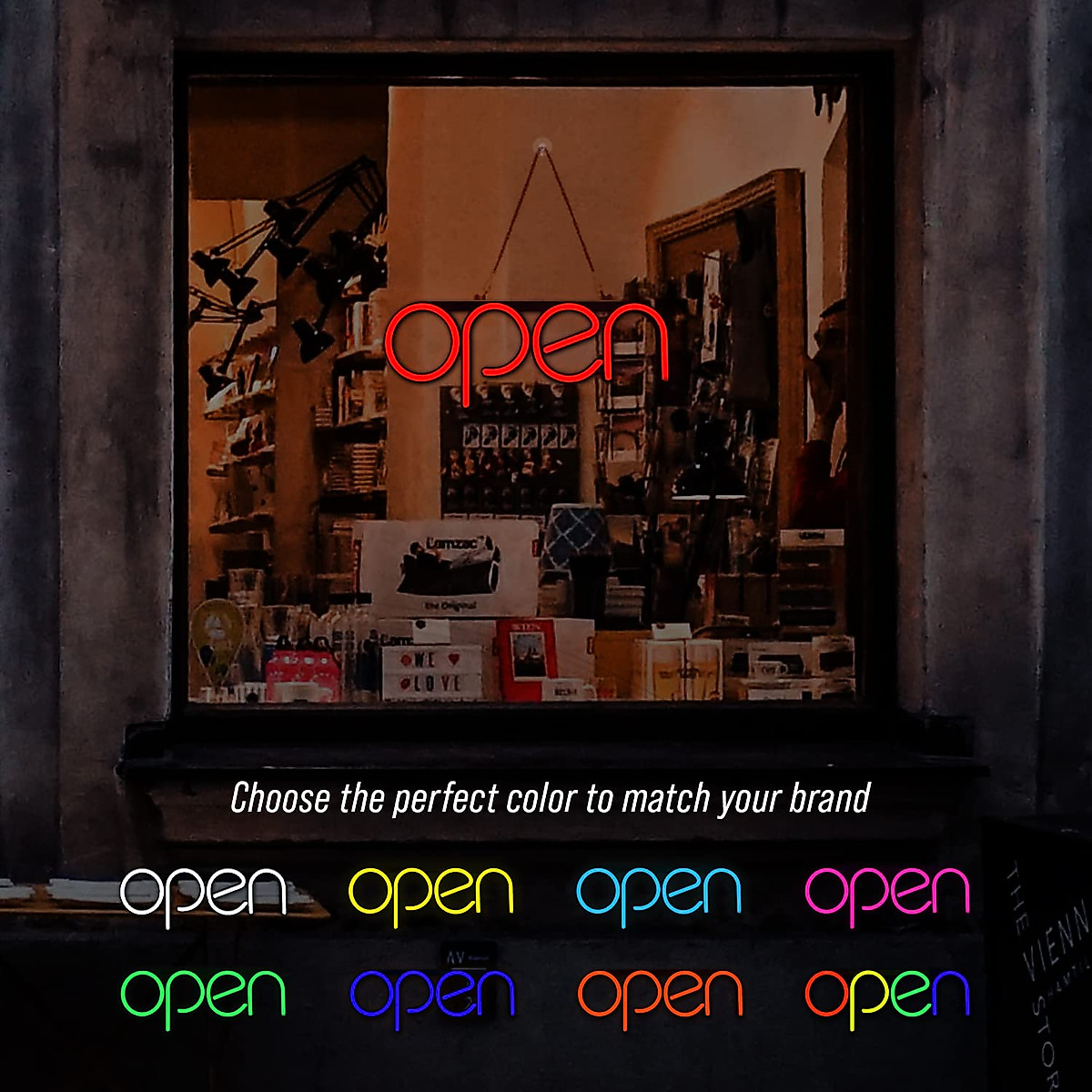 Flashing LED Neon Open Sign Light for Business with ON & Off Switch - Lightweight & Energy Efficient for Restaurants Offices Retail Shops Window Storefronts - Red
