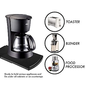 HOME RIGHT Sliding Coffee Maker Tray, Black, Rectangular, Non-Toxic ABS Material, Easy to Clean, Reduces Burden, For Countertop Use