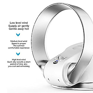 Wall Mounted Bladeless Desk Fan-Metal,3-Speed Office/Bedrooms Floor Fan,with Remote Control/Timer,Quiet Cooling Air Industrial Electrical Fan(Silver/Black/White)