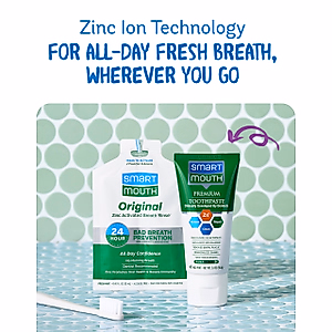 SmartMouth TSA Approved Travel Toothpaste & Oral Rinse - SmartMouth Original Activated Oral Rinse Packs & Travel Size Premium Toothpaste, 3.4 Ounce