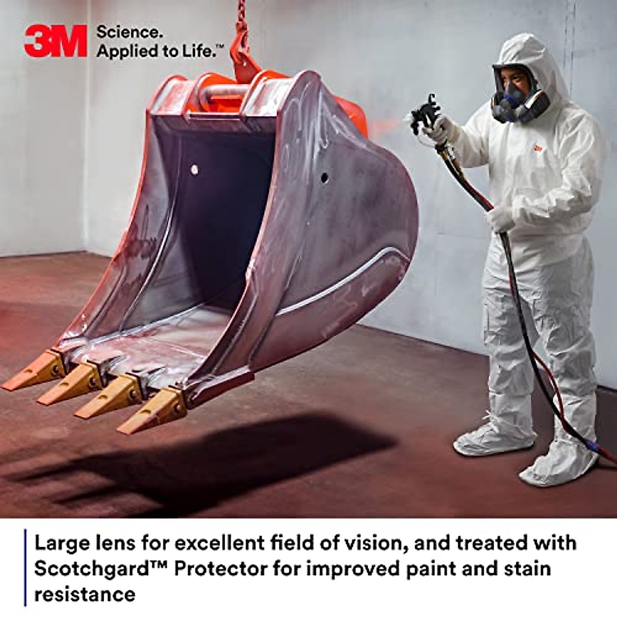 3M Secure Click Full Face Reusable Respirator with Large Lens, Speaking Diaphragm and Push Button Seal Check, FF-802, Painting, Sanding, Chemical Clean-up, Sawing, Medium