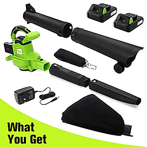 Cordless Leaf Blower, 20V 3 in 1 Electric Leaf Blower with 2 X 2.0Ah Battery & Charger,Adjustable Speed Control Blower,Lightweight Handheld Blower Kit for Leaf,Dust,Little Garbage,Lawn Care