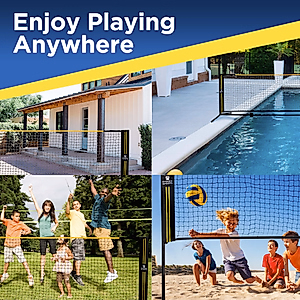 Kasaca 17 Feet Portable Multipurpose Net for Casual Use Beach Paddle Game Beach Volley Ball Net Set Casual Pickleball Net Portable Outdoor Badminton Net for Driveway Indoor Ball Game Nets