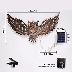 DIINOR Solar Wall Lights Owl Hanging Solar Lights Outdoor Metal Solar Garden Lights Porch Patio Yard Decorative Warm White