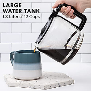 Rae Dunn Programmable Drip Coffee Maker, Coffee Pot for Kitchen, Electric Coffee Machine for Brewing Coffee, Black