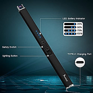 SUPRUS Electric Lighter Arc Windproof Flameless USB Lighter Rechargeable Lighter with Safety Lock for Candle BBQ Camping