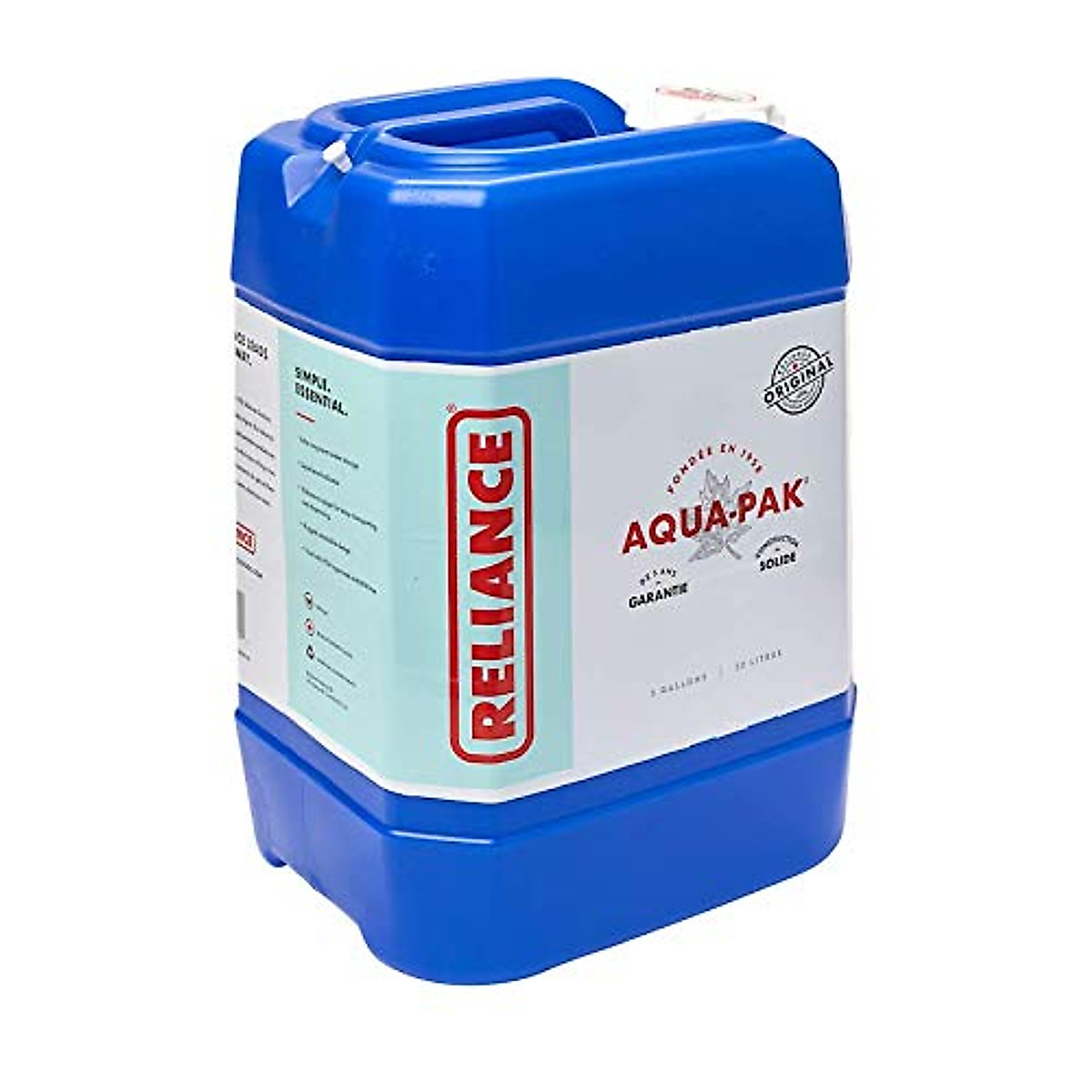 Reliance Products Aqua-Pak 5 Gallon Rigid Water Container, Blue, 11.5 Inch x 9.1 Inch x 15.4 Inch