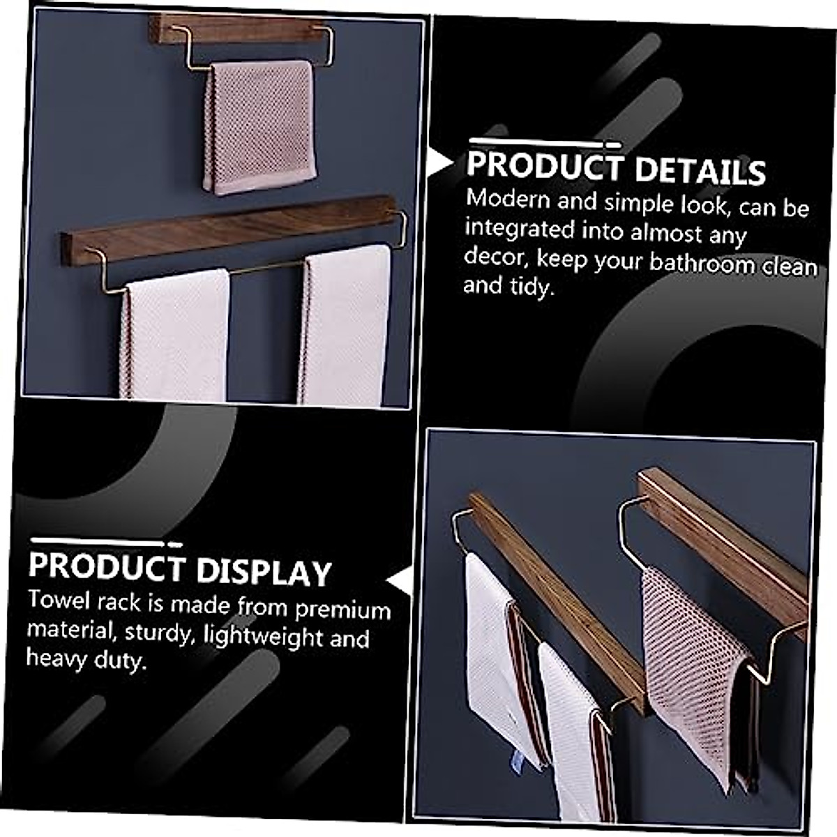 ORFOFE Towel Rack Towel Hanger Wall Mounted Hooks Kitchen Towel Holder Wall Mounted Towel Bar Heavy Duty Hangers Wall Mounted Clothes Mounted Clothing Rack Bathroom Black Walnut