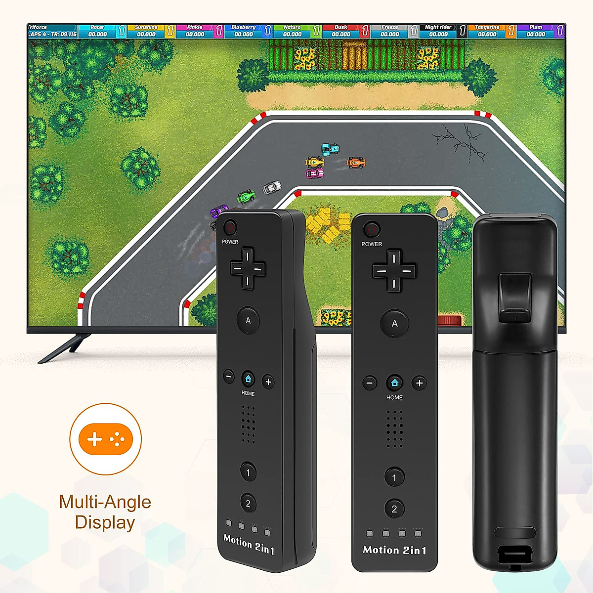 Wii Controller, 2 in 1 Wii Remote Controller with Motion Plus for Nintendo Wii and Wii U, Wireless Wii Game Controller with Silicone Case and Wrist Strap (Black)