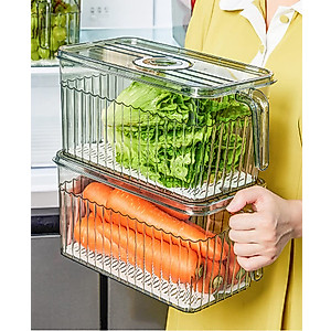 Transparent with handle kitchen drain box basket fruit vegetable food refrigerator frozen storage box food container