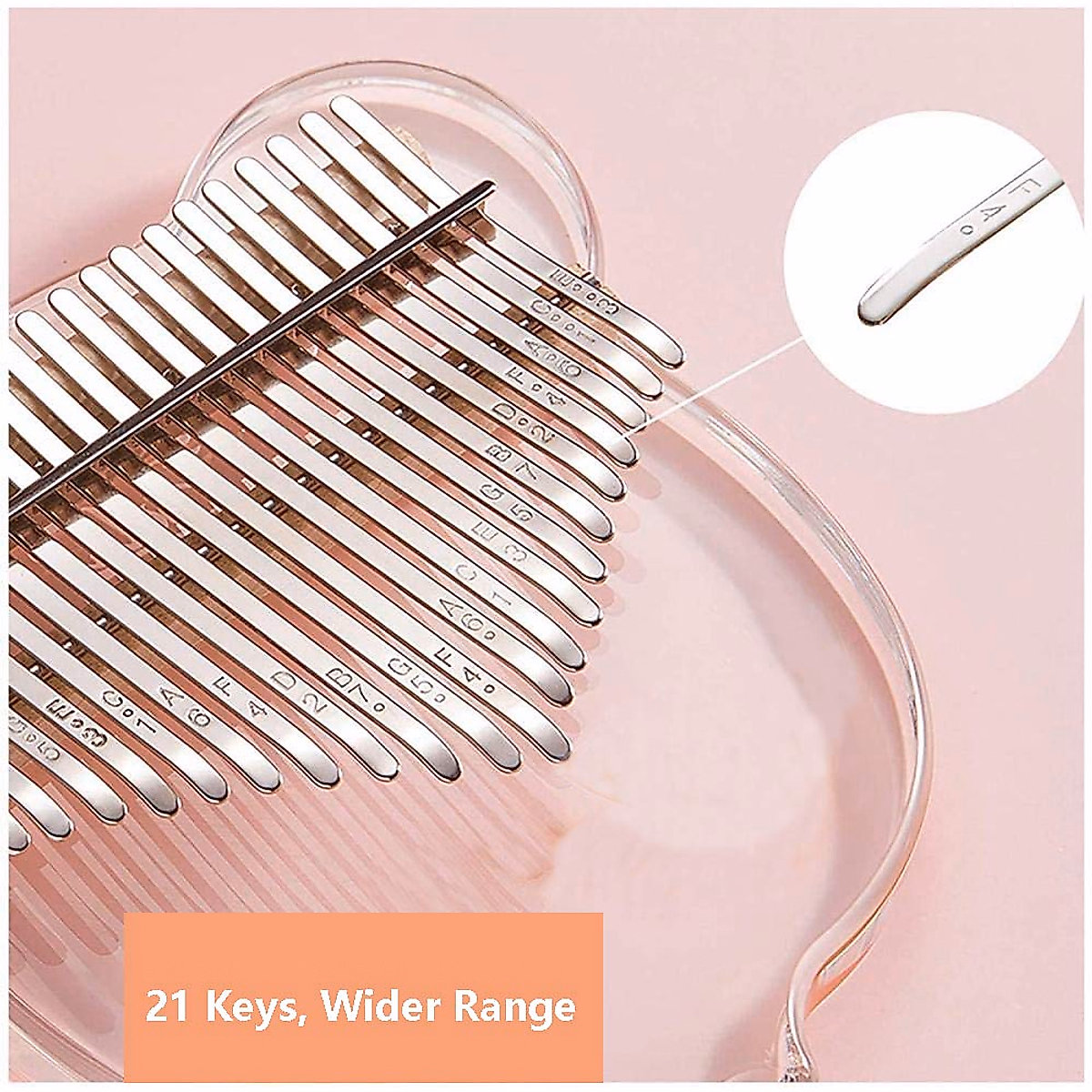 FUNLLY Kalimba Thumb Piano 21 Keys Clear, Crystal Acrylic Cute Bear Mbira Musical Instruments Kit with Engraved Notes Eva Bag Study Instruction, Gifts For Kids Adults