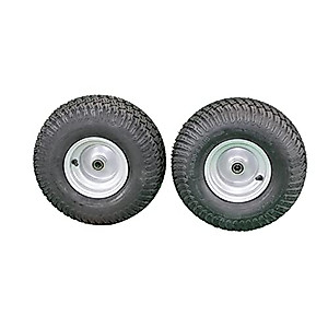 (Set of 2) 15x6.00-6 Tire Wheel Assy .75" Bearing Compatible With Husqvarna/Poulan