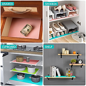 12 Pack Refrigerator Liners - EVA Fridge Liner Mats Washable, Refrigerator Mats Drawer Table Placements, Shelf Liners for Kitchen Cabinets(4 Blue+4 Green+4 Red)