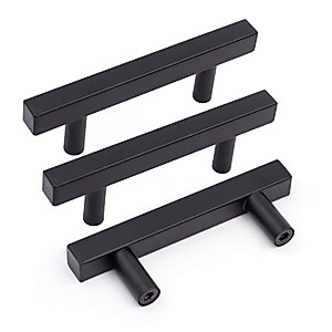 goldenwarm 8 Pack Black Cabinet Pulls 2-1/2 inch Kitchen Hardware Black Cabinet Handles Square Drawer Pulls Mordern Bar Pulls Bathroom Door Hardware 2-1/2in Hole Centers