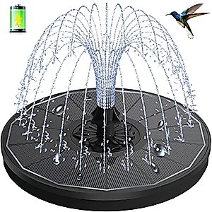 GAIZERL 3.5W Solar Fountain with Battery - Work On Cloudy Days - 2023 Upgrade Glass Panel Solar Bird Bath Fountain, Hummingbird Water Feature Pump with 7 Nozzles, 4 Fixed Pipes for Garden, Pool, Pond