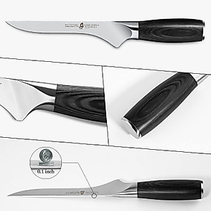 TUO 6 inch Boning Knife, Fish Fillet Knife Deboning Knife for Meat, German HC Super Steel Ergonomic Pakkawood Handle with Gift Box, Goshawk Series