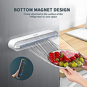 Refillable Magnetic Plastic Wrap Dispenser with Slide Cutter - Reusable Plastic Wrap Dispenser with 12" X 328' Roll of BPA Free Cling Film