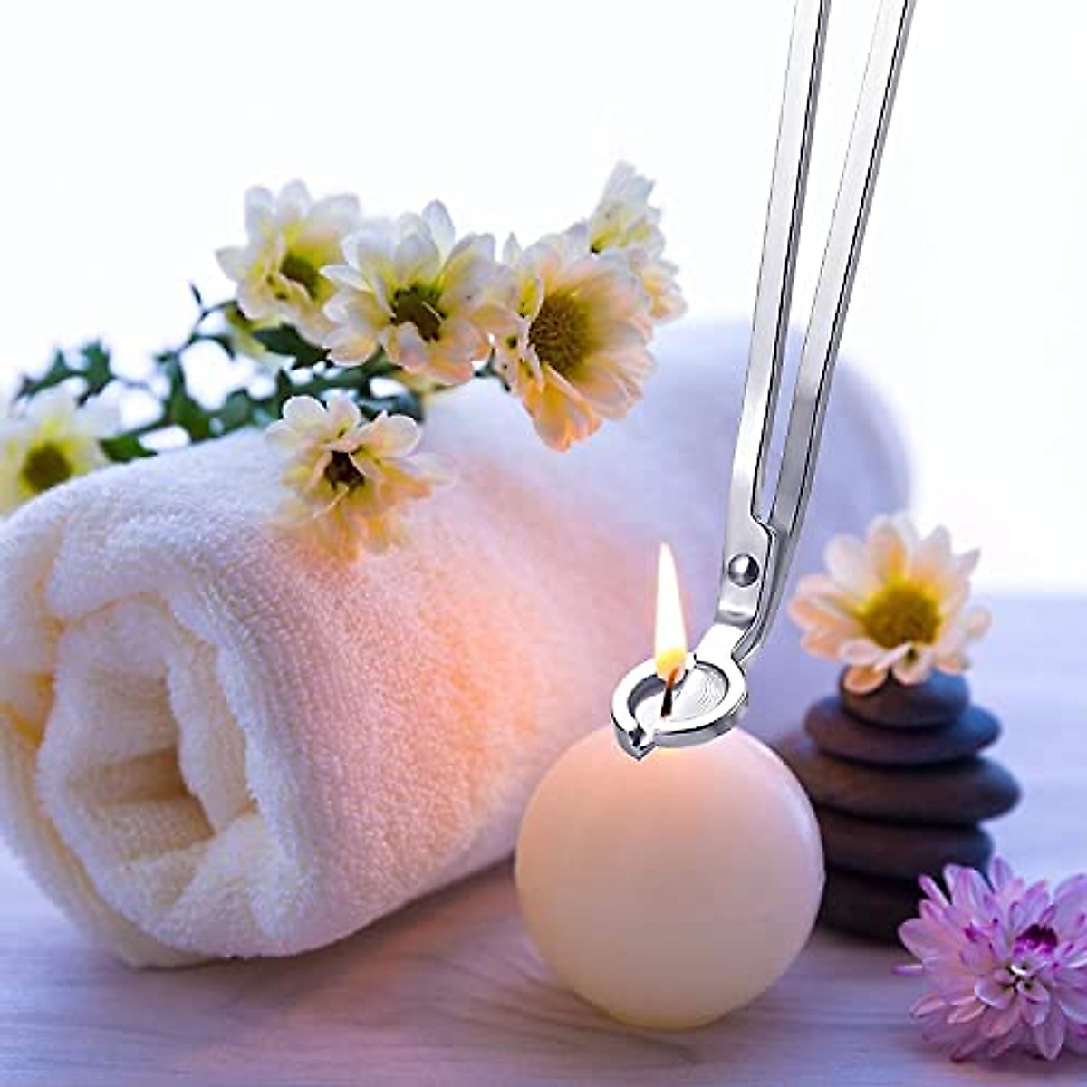 OLAMTAI Candle Wick Trimmer, Candle Wick Cutter Stainless Steel, Candle Wick Clipper Scissor Candle Tool for You to Safely Remove The Cut Wick, controllable The Candle Flame and Cleaner Burn - Silver