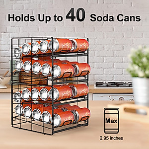 OYEAL Soda Can Organizer Beverage Rack Dispenser Stackable Can Rack Organizer for Pantry Refrigerator Kitchen Cabinets, Dispenser 20 Standard Size 12oz Soda Cans or Canned Food, 2 Pack