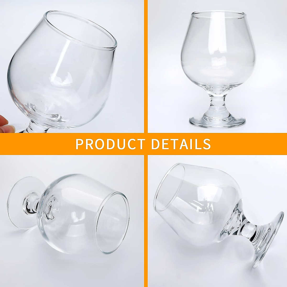 Ufrount Brandy Wine Glasses Set of 12,Clear Glass Brandy Snifter 11 OZ,Short Stemmed Cognac Glasses Drinking and Tasting Glassware for Bourbon,Scotch,Spirit