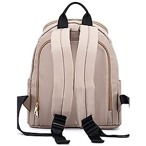 Kah&Kee Backpack Purse for Women Medium Size With Multi-Pocket Nylon Water-Resistant (Beige)