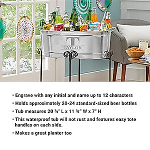 Let's Make Memories Personalized Beverage Tub - Custom Beverage Tub - Customize with Name & Initial - Galvanized Drink Tub - 20 ¾”L x 11 ¾”W x 7” H - 5.5 Gallons