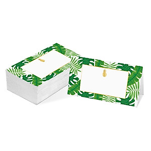 Table Place Card, Tropical Hawaiian Themed Tent Style Cards, Pack of 25 Half-Fold Reception Place Cards, Perfect for Hawaiian Luau Party, Wedding, Bridal & Baby Shower, Birthday A32