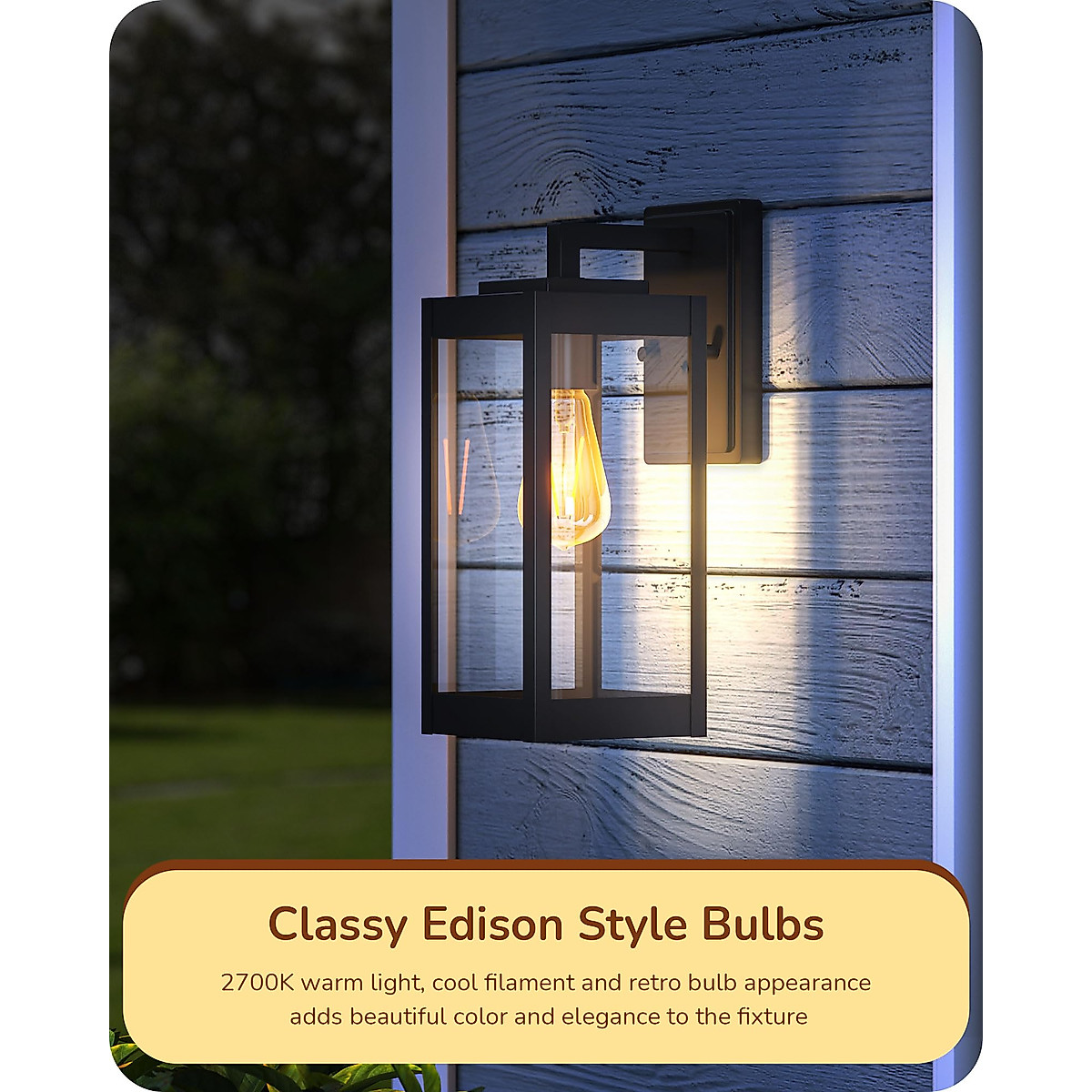 EDISHINE 6 Pack Dusk to Dawn LED Outdoor Light Bulb, Vintage Styled ST64 LED Edison Filament Bulb, 700LM 2700K Warm White with E26 Base, 8W Equivalent 60W, Light Sensing Outdoor, UL Listed