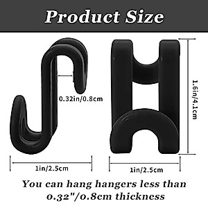 Biaungdo 50 Pcs Clothes Hanger Connector Hooks, Black Cascading Hanger Hooks Space Saving Plastic Hanger Extender Clips for Closet, Wooden Hanger, Velvet Hanger