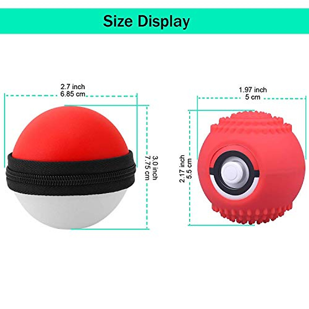 Kourpar Carry Case Cabin for Switch Pokeball Plus Controller Portable Bag Pocket Box Compatible with Nintendo Poke Ball Protecting Holder Grip Sleeve Enhancing Pokémon Lets Go Pikachu Eevee Gamer