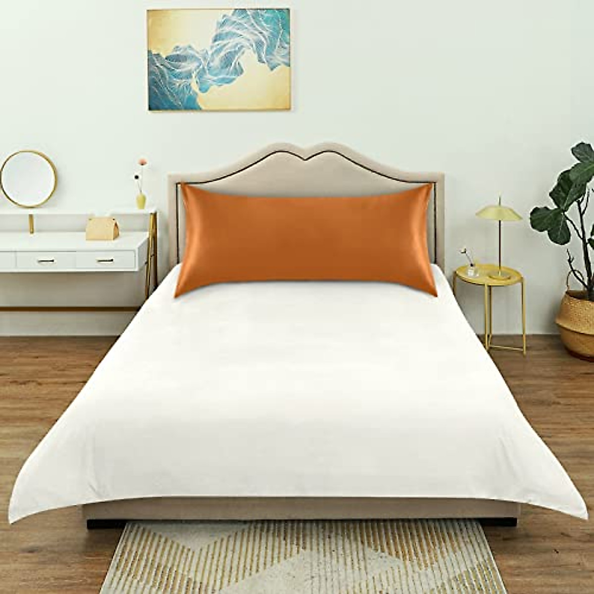 xigua Satin Pillowcase Plain Rust Orange Solid Color Silk Satin Pillowcase for Hair and Skin Satin Pillow Cases with Envelop Closure 20x26 in