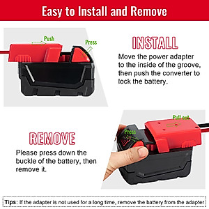2 Packs Power Wheels Adapter for Milwaukee M18 Battery Adapter Power Wheels Battery Converter Kit with Fuse & Switch & Wire Terminals & 12 AWG Wire for DIY RC Car Toys Robotics
