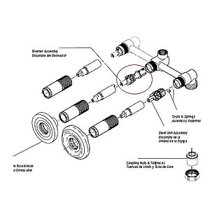 Plumb USA Generic Delta Shower Diverter Stem Unit, Also Works With Import Diverter Stem,Delex Pattern Broach, For 3 Handle Tub And Shower Valve, Fits Many Import Valves,White/Black