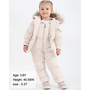 WESIDOM Baby Boys Girls Snowsuit, Toddler Winter Outfit Sets Kids Hooded Artificial Fur Down Jacket Coat and Ski Bib Pants