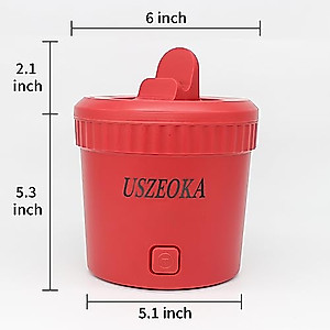 Uszeoka Ramen Cooker, Mini Electric Pot 1L, 450W Electric Hot Pot Electric Cooker, Portable Pot Noodle Cooker for Pasta Steak Egg with Over-Heating Protection, Dorm Room Cooking Appliances, Red
