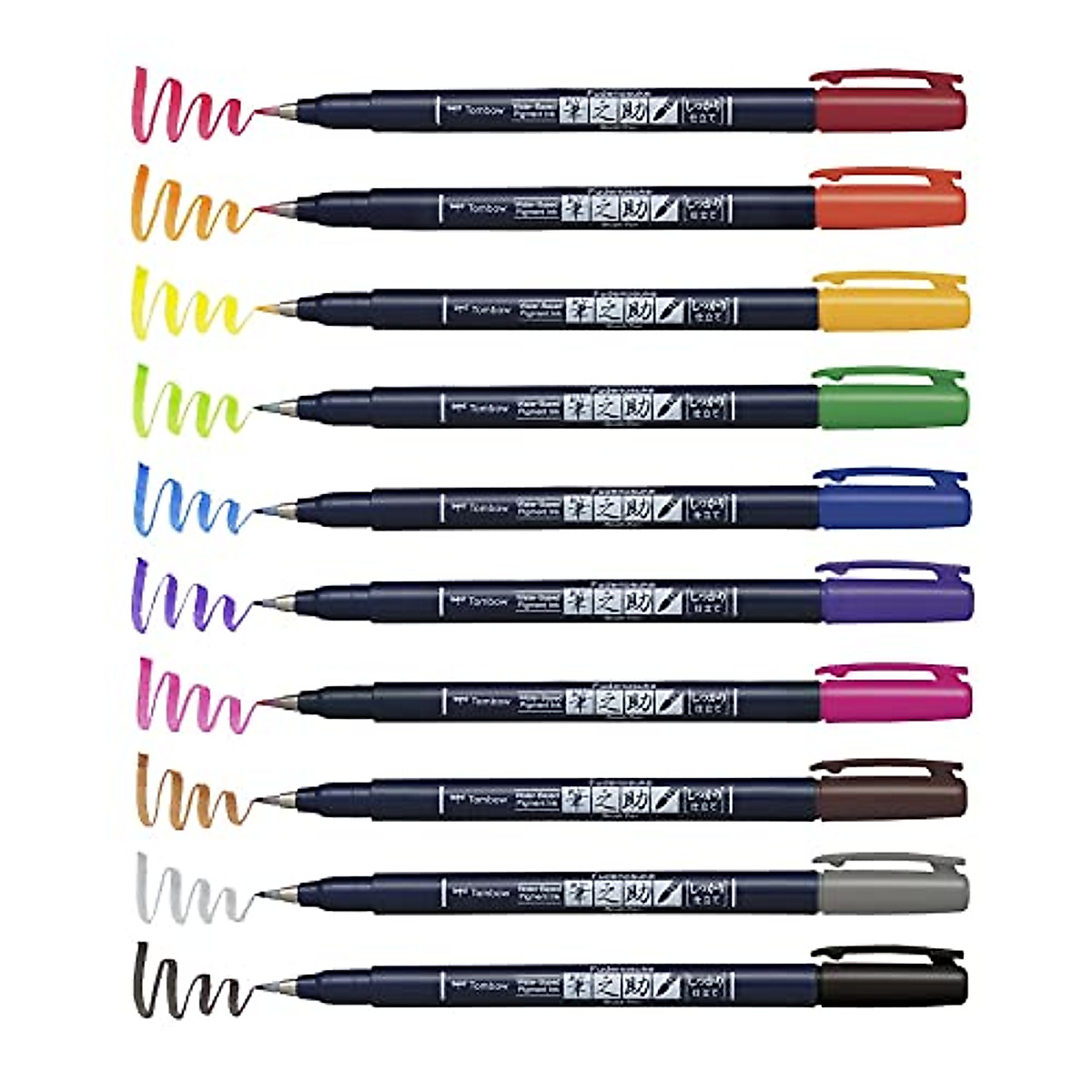 Tombow 56429 Fudenosuke Colors Brush Pens, 10-Pack