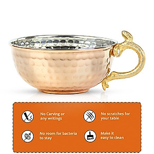 JAIRESTONE Copper Shaving Bowl and Cup - Turkish Hand Hammered Shaving Bowl - Safety Razor and Brush Holder - Traditional Shaving Cup - Lather Bowl for Shaving - Barbers Shop Utensil