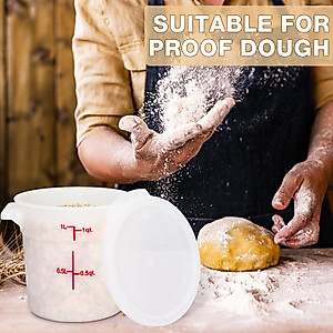 Ziliny 4 Pcs Food Storage Containers 1, 2, 4, 6 Qt Round Food Storage Container with Lids for Pantry Organizers Translucent Plastic Tubs with Handles for Bread Dough Home Storage Food