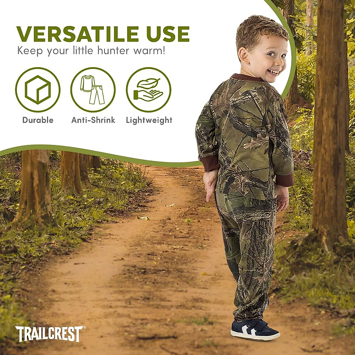 TrailCrest by Treel Infant - Toddler Cotton Camo Long Sleeve T-Shirt and Long Pants Set, 18-24 Months, Camo