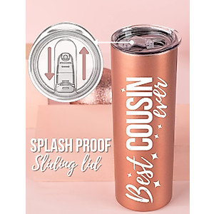 Onebttl Cousin Gifts - 20oz Insulated Stainless Steel Tumbler with Lid- Best Cousin Ever- Gifts for Cousin - for Birthday, Christmas