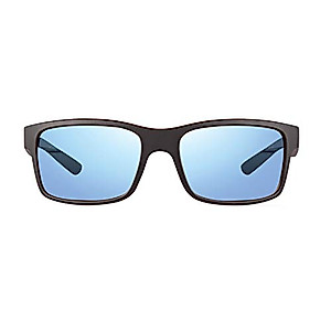 Revo Sunglasses Crawler XL: Polarized Performance Rectangle Sport Wrap Frame, Matte Black Frame with Blue Water Lens